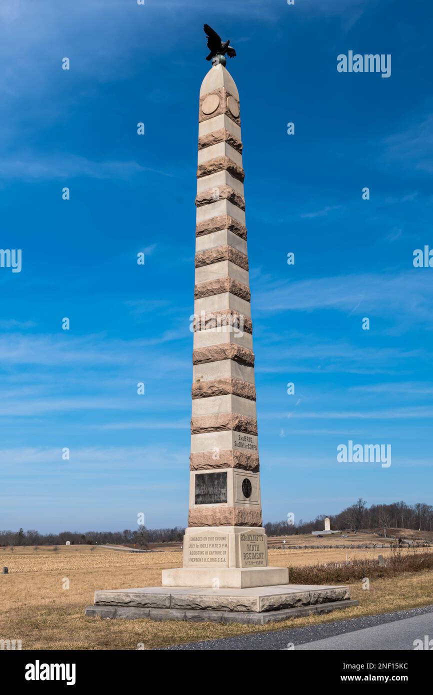 The monument to the 83rd New York Volunteer Infantry Regiment in the ...