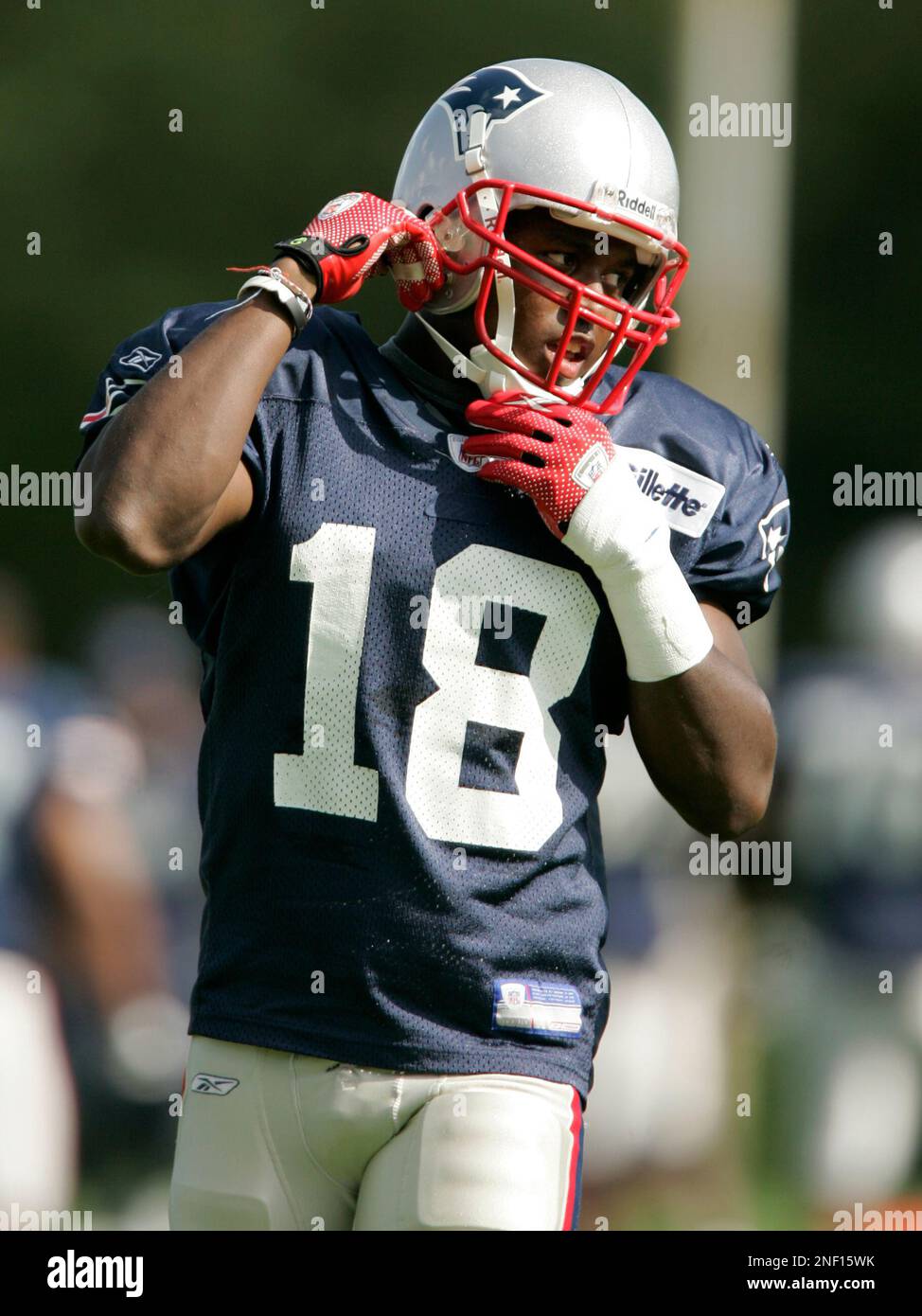 New England Patriots wide receiver Matthew Slater adjusts his helmet ...