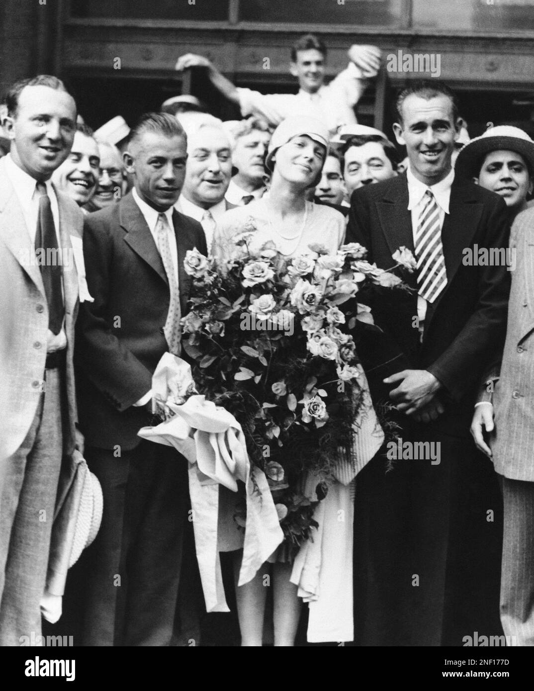 Amelia Earhart, the first woman to fly across the Atlantic, poses with ...