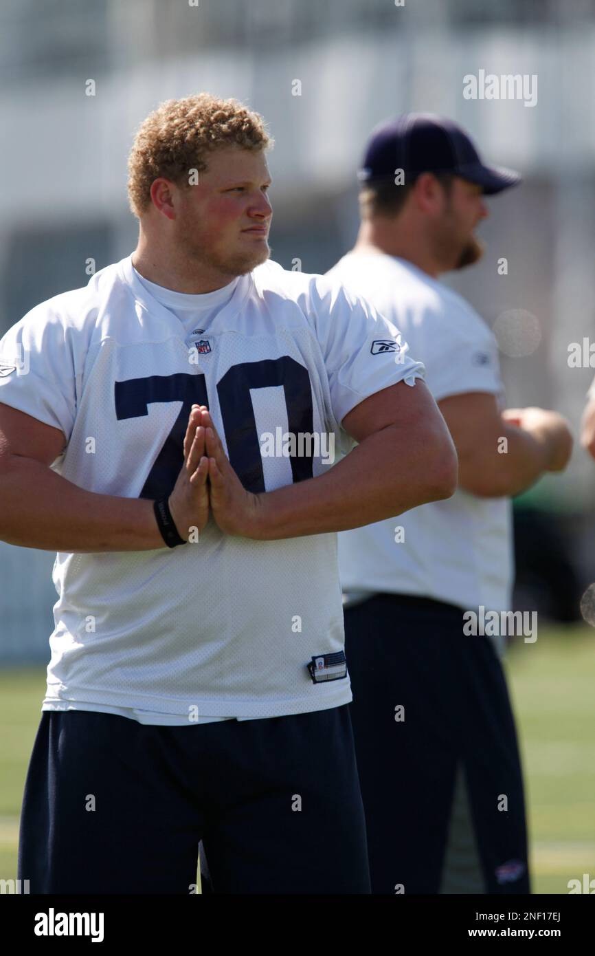 Buffalo Bills' Eric Wood looks on during a walk-through practice at NFL ...