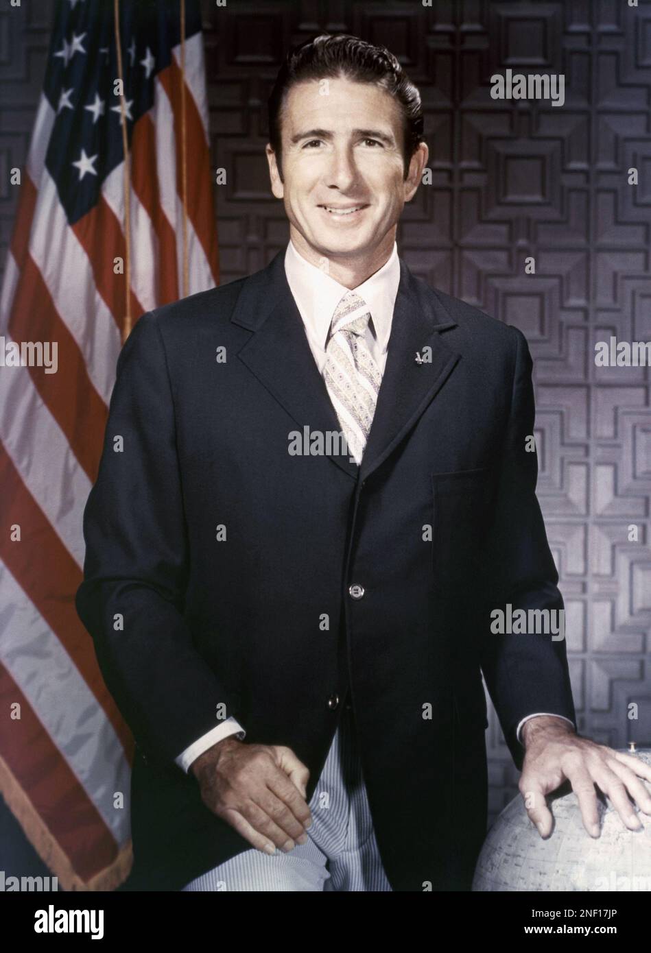 Shown in photo is a portrait of James B. Irwin, astronaut, in Civilian ...