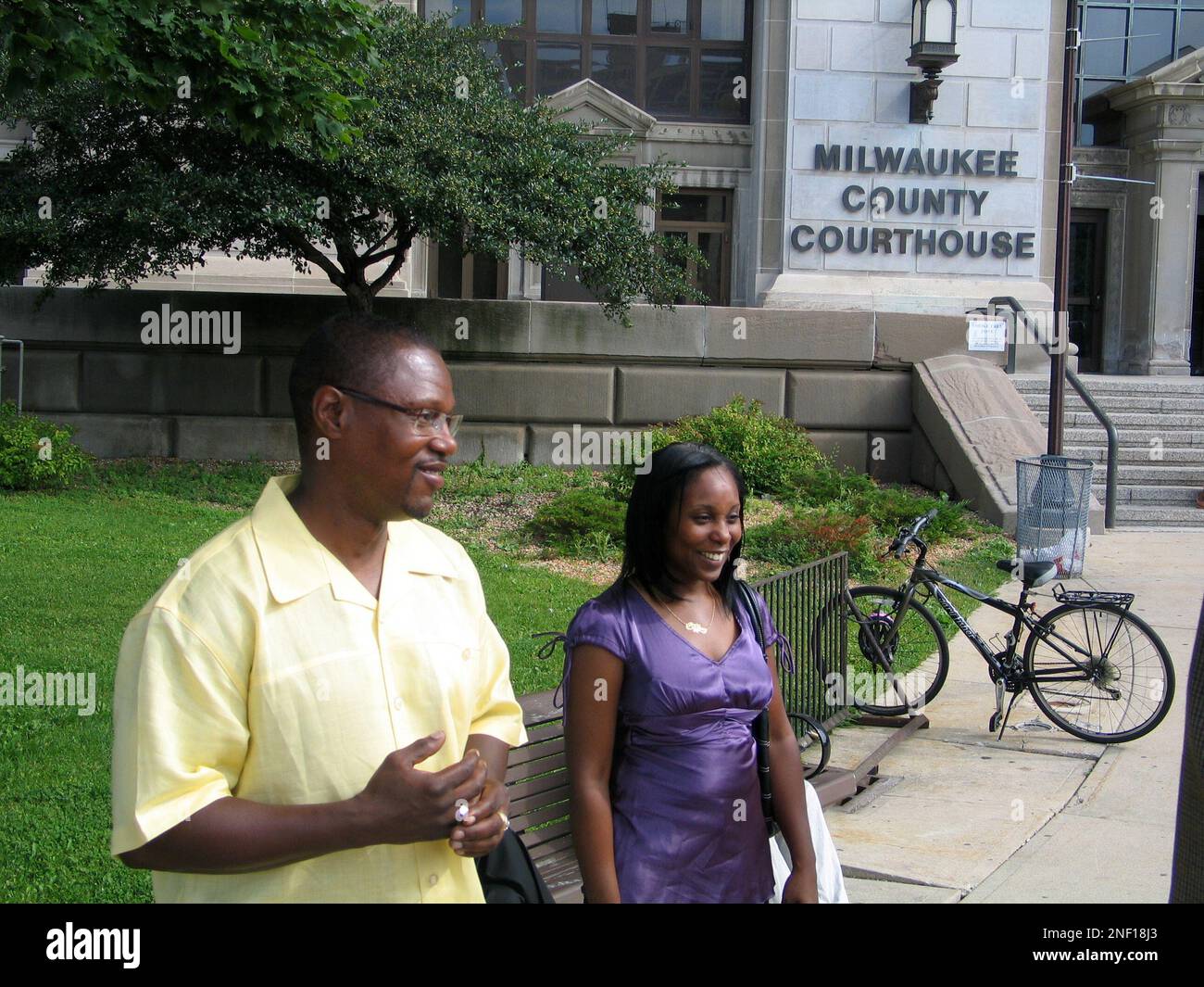 Robert Lee Stinson, 44, center, after being released from prison for ...