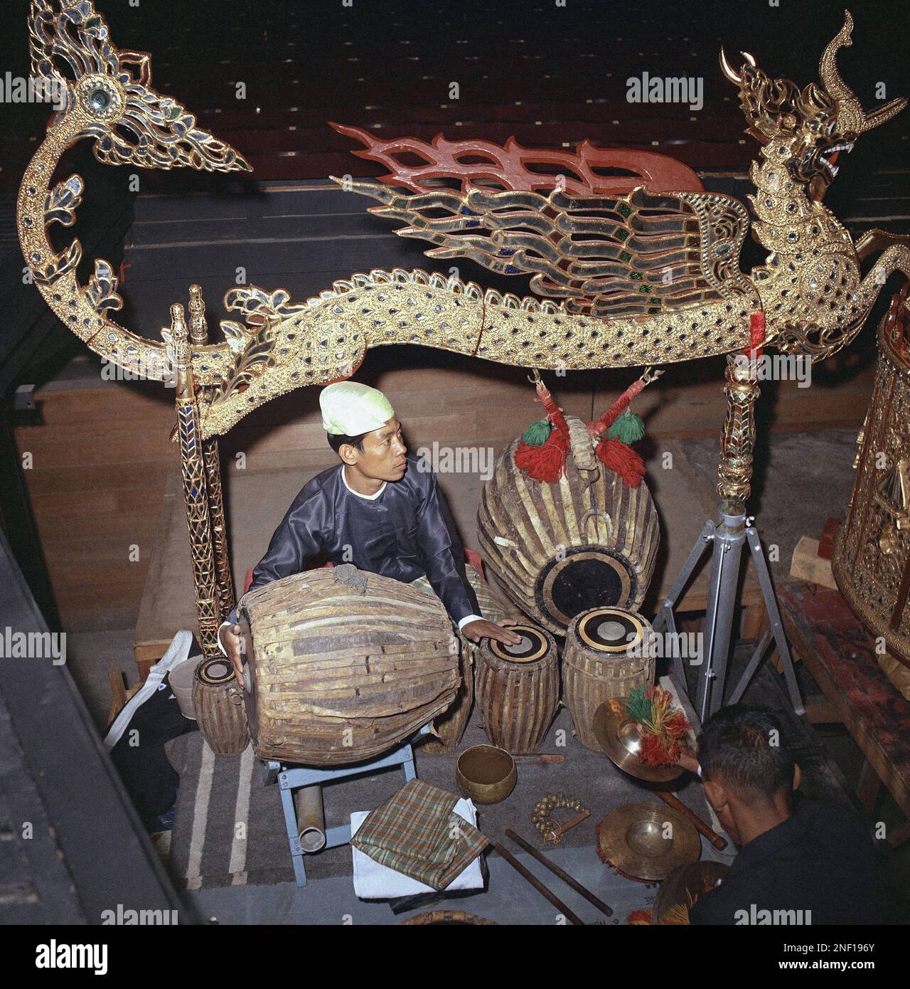 Burmese National Dancer & Musicians as they appeared in April 1971 at ...