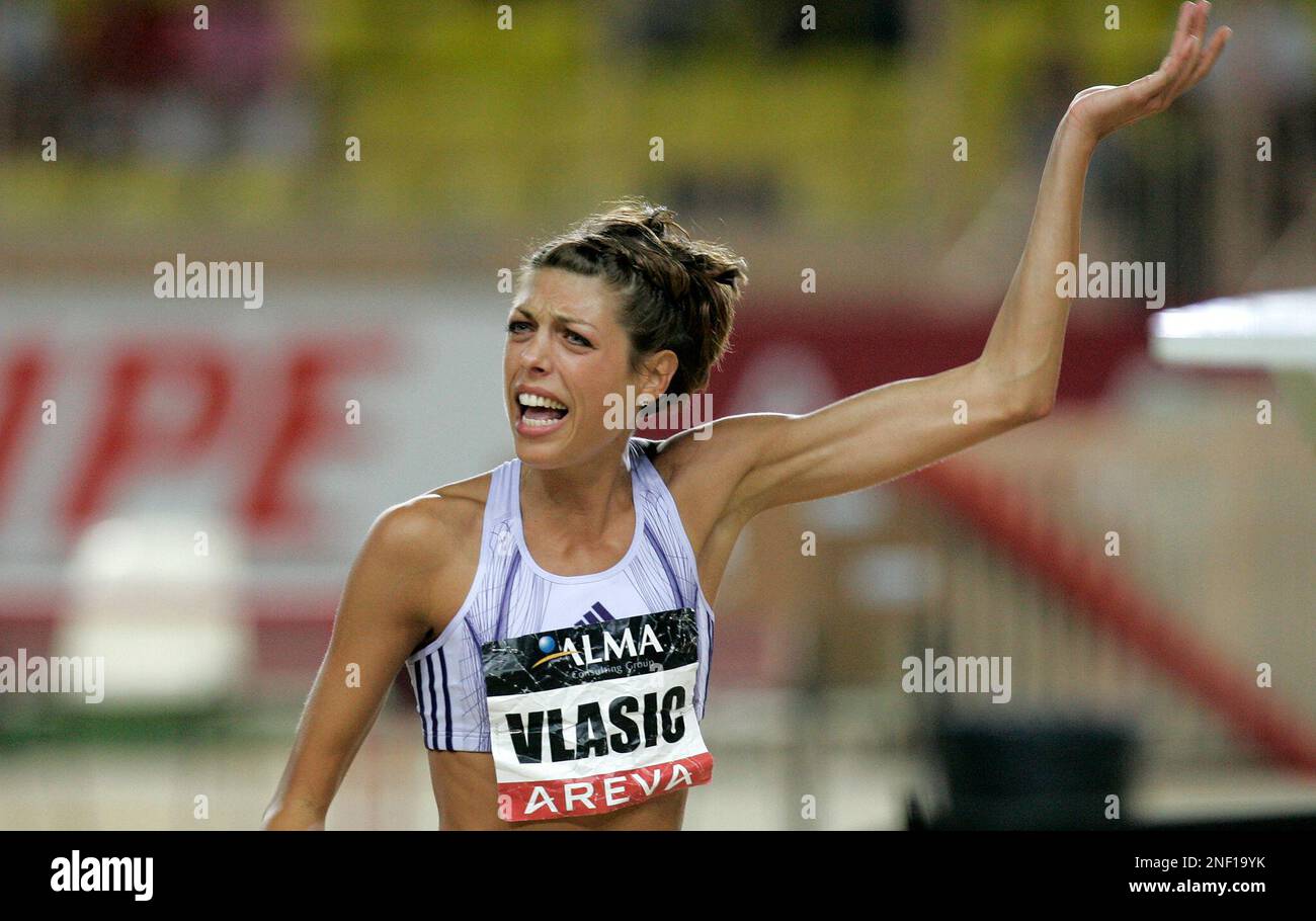Blanca Vlasic of Croatia reacts after winning the high jump competition ...
