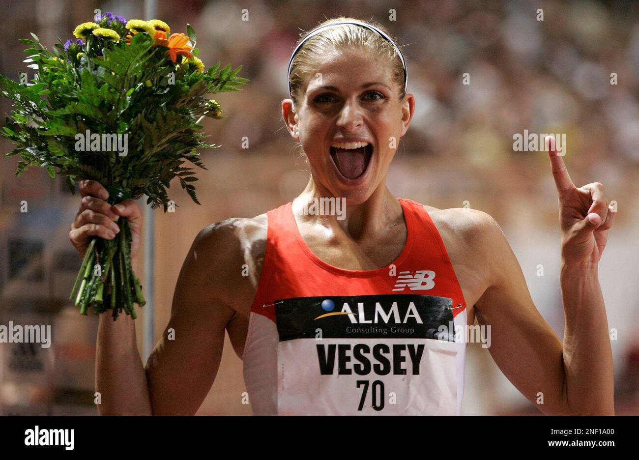 U.S. athlete Maggie Vessey reacts after winning the 800m at the ...