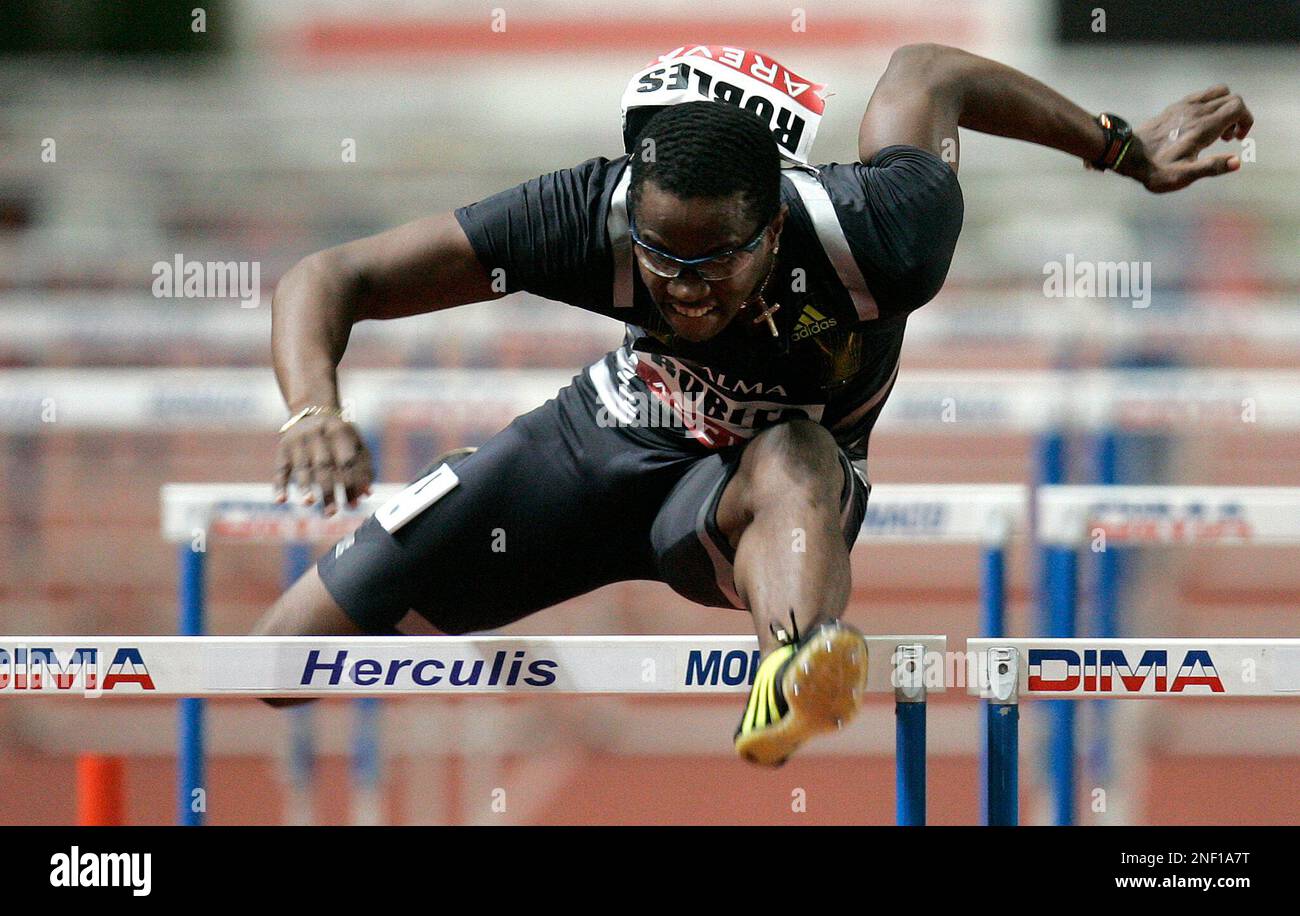 Dayron Robles of Cuba wins the 110m hurdles at the Herculis ...