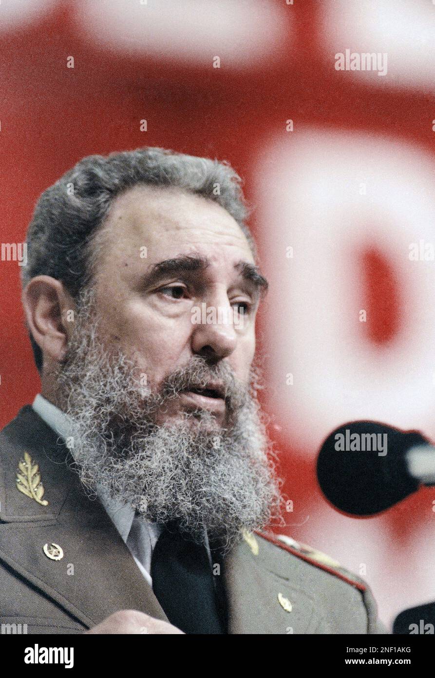 Cuban President Fidel Castro presiding the 25th anniversary ceremony of ...