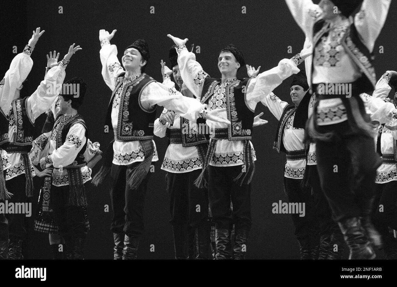 Members of the Moiseyev Dance Company perform part of an episode from Igor Moiseyev’s “Soviet ...