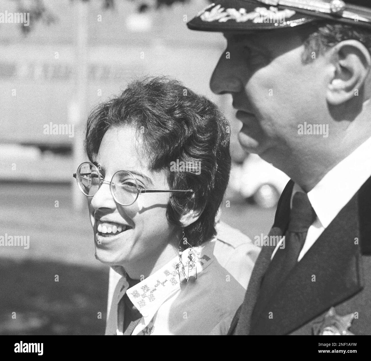 Susan Saxe smiles as she is brought to the bank in Boston’s Brighton ...
