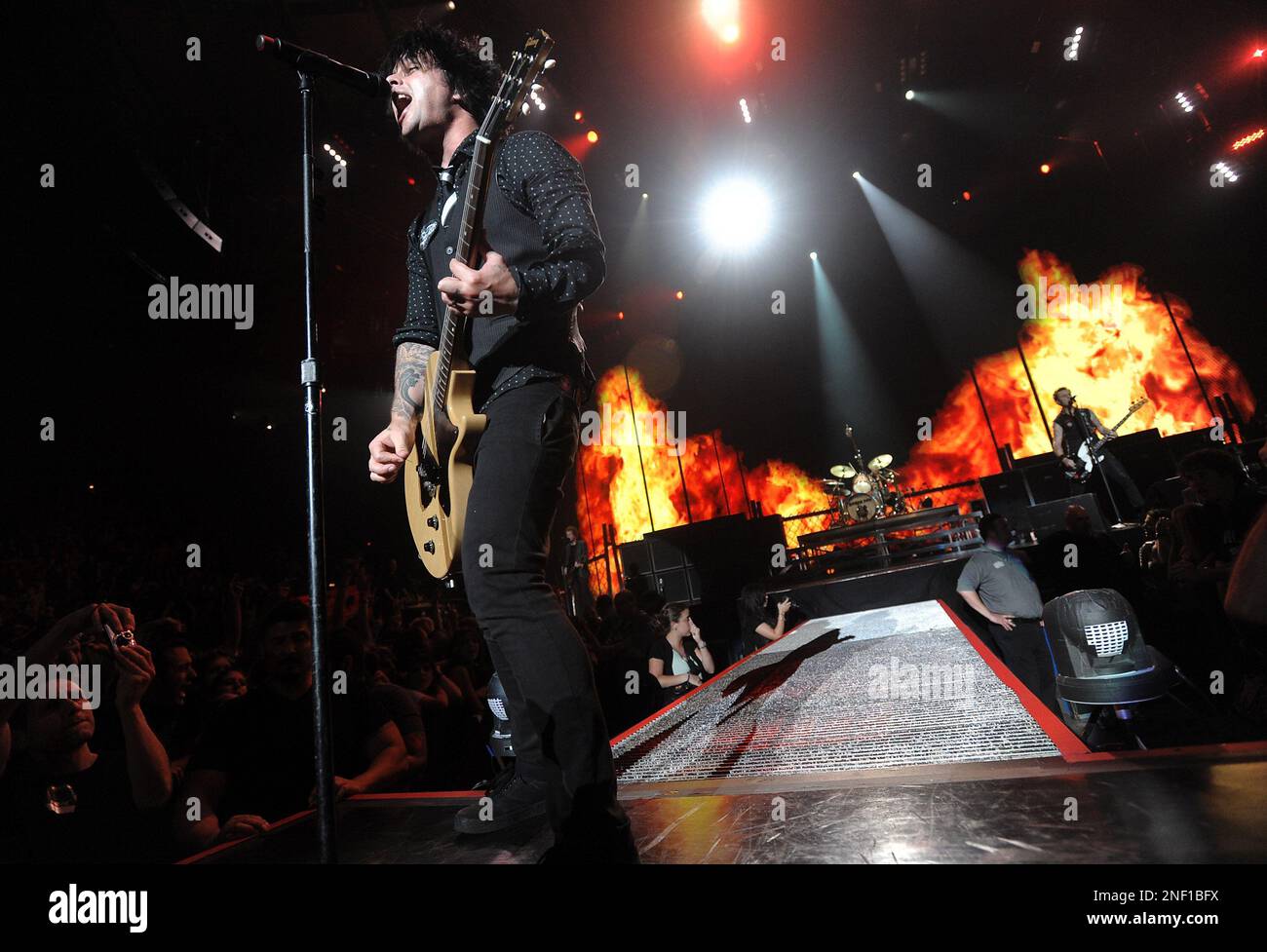 Singer and guitarist Billie Joe Armstrong, left, drummer Tre Cool and ...