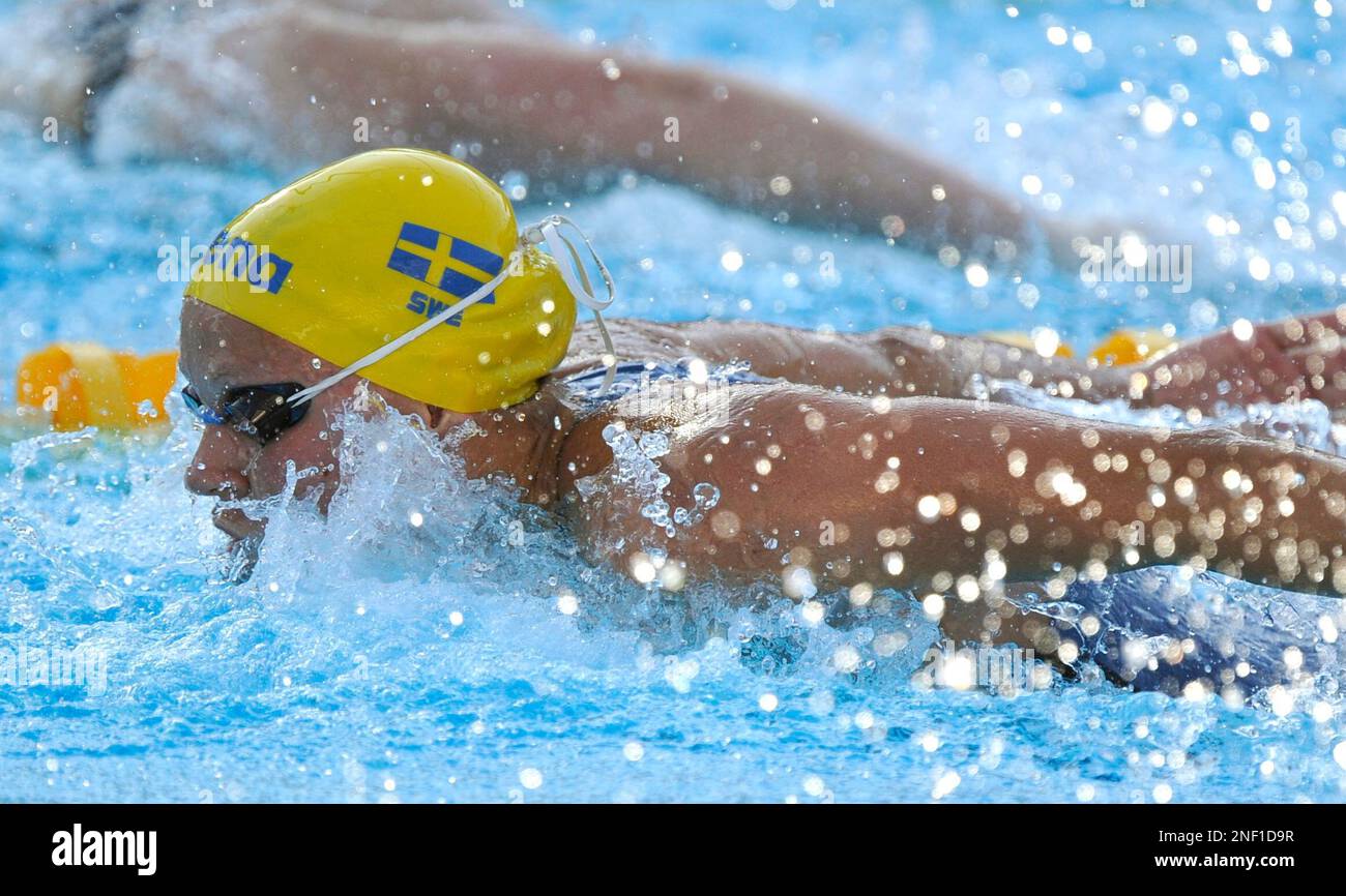 Sarah Sjostrom of Sweden competes on her way to set a World Record ...
