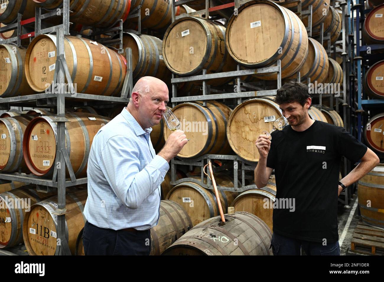 Starward Whisky CEO Simon Marton (left) and Starward Whisky Production ...