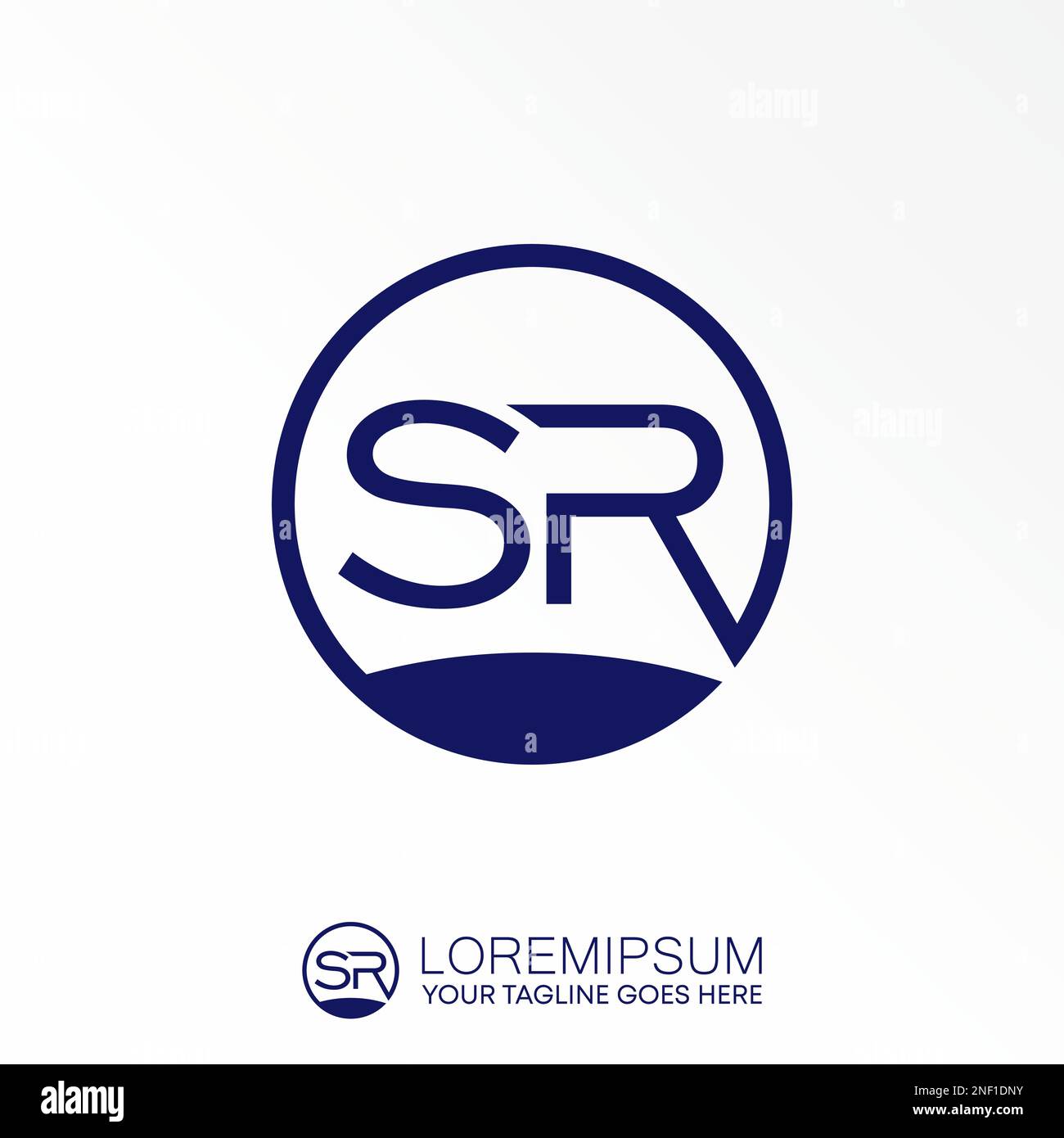 letter or word SR sans serif font inside cut square circle line image ...