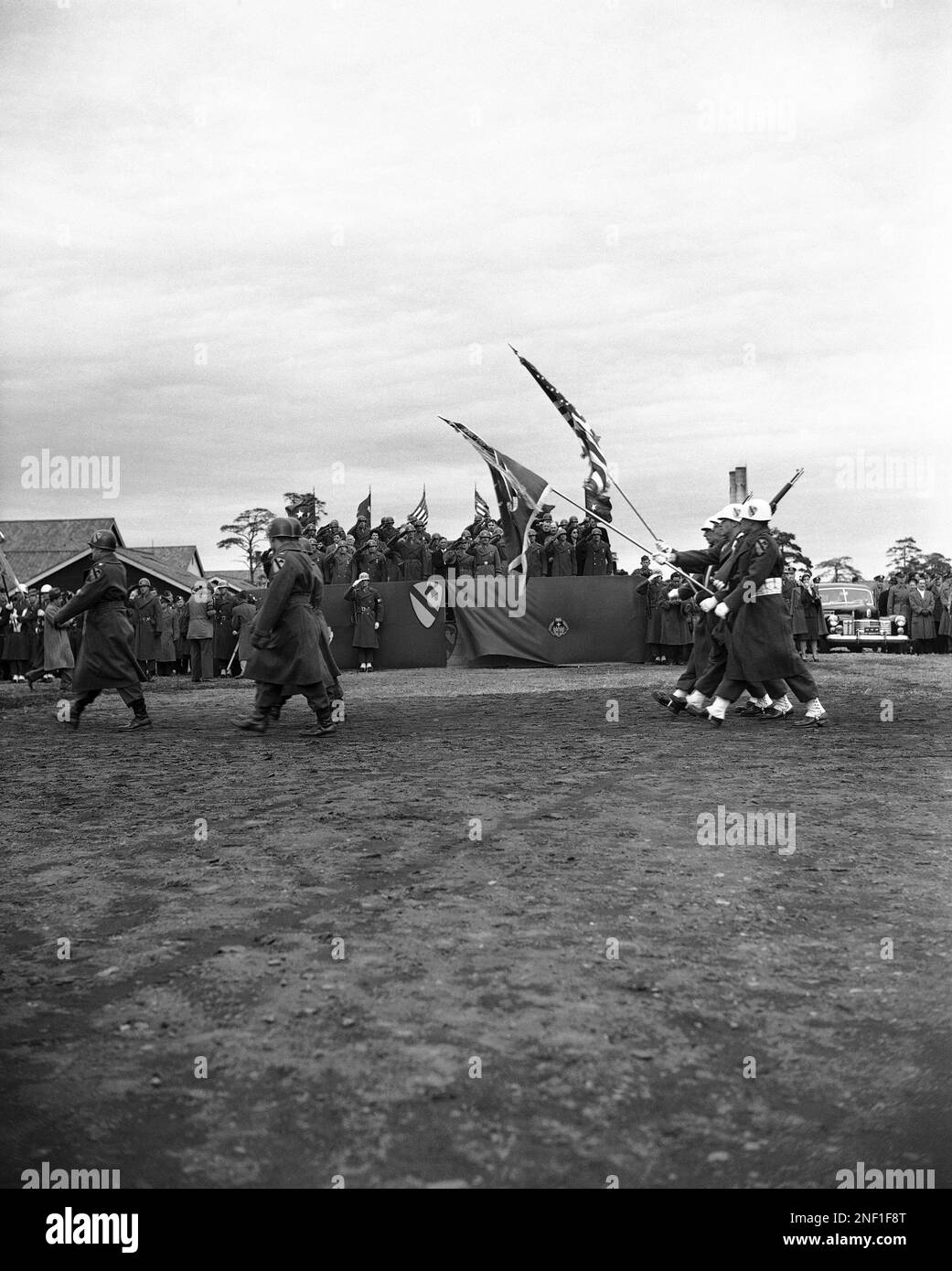 Shown in photo is a views of the troops as they marched through the ...