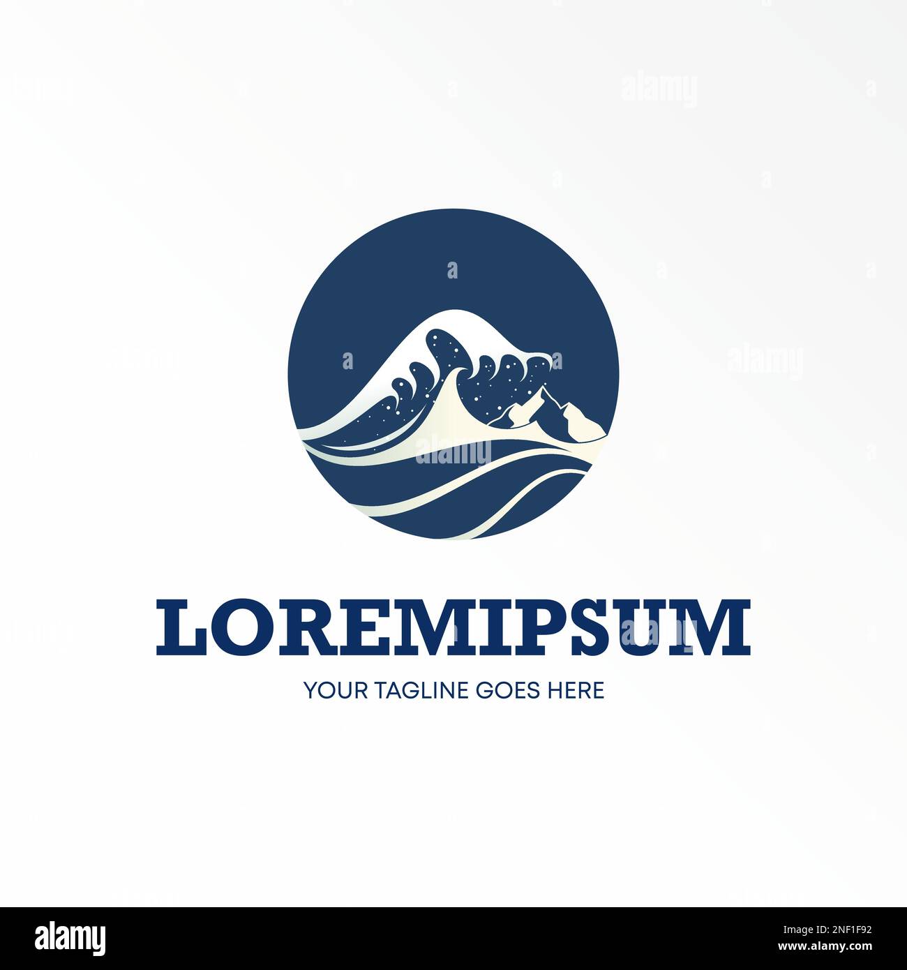 simple wave beach in block circle with mont or shell image graphic icon logo design abstract ...