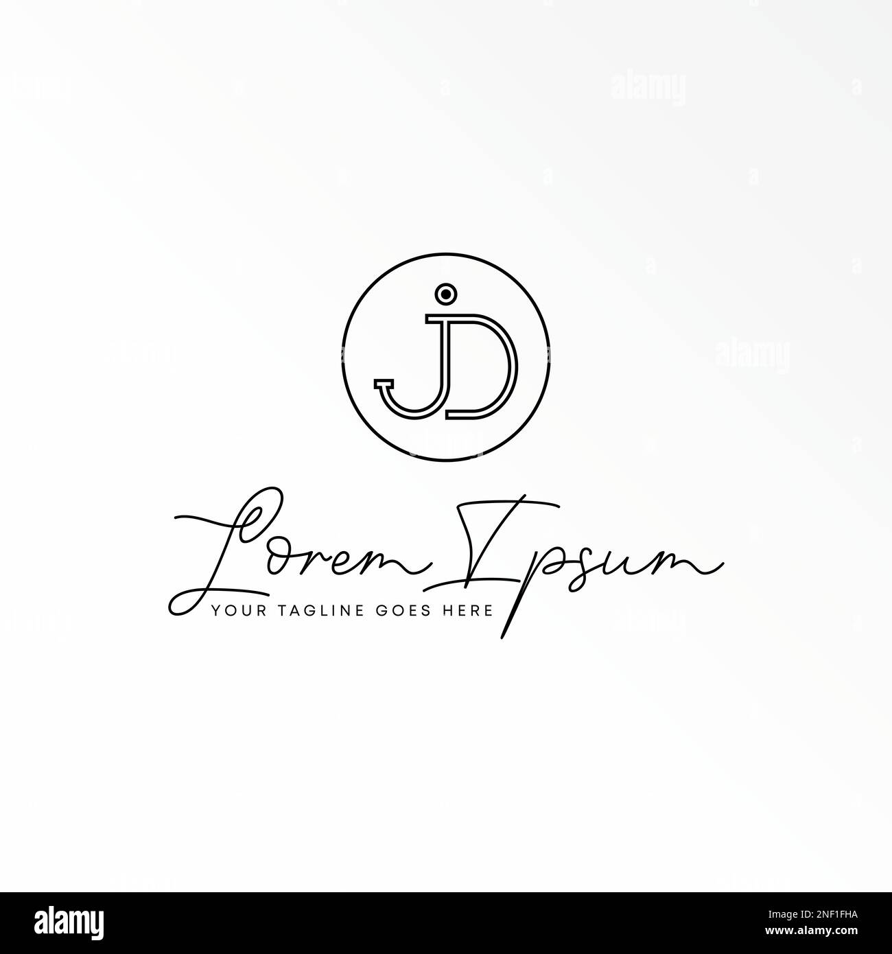 Letter JD or DJ latin handwritten sans serif font in line art image ...