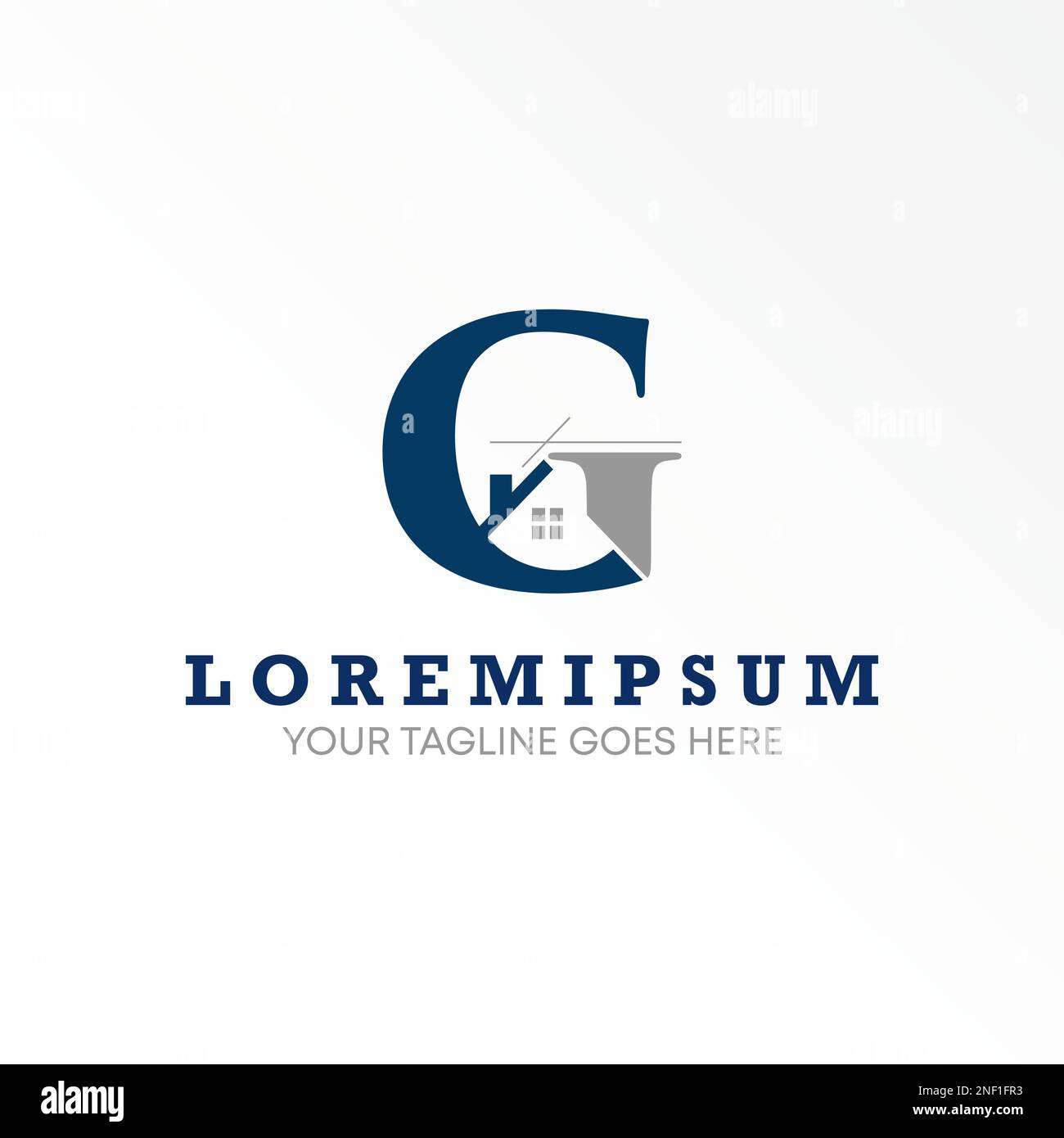 Letter G serif font with roof house and window image graphic icon logo design abstract concept ...