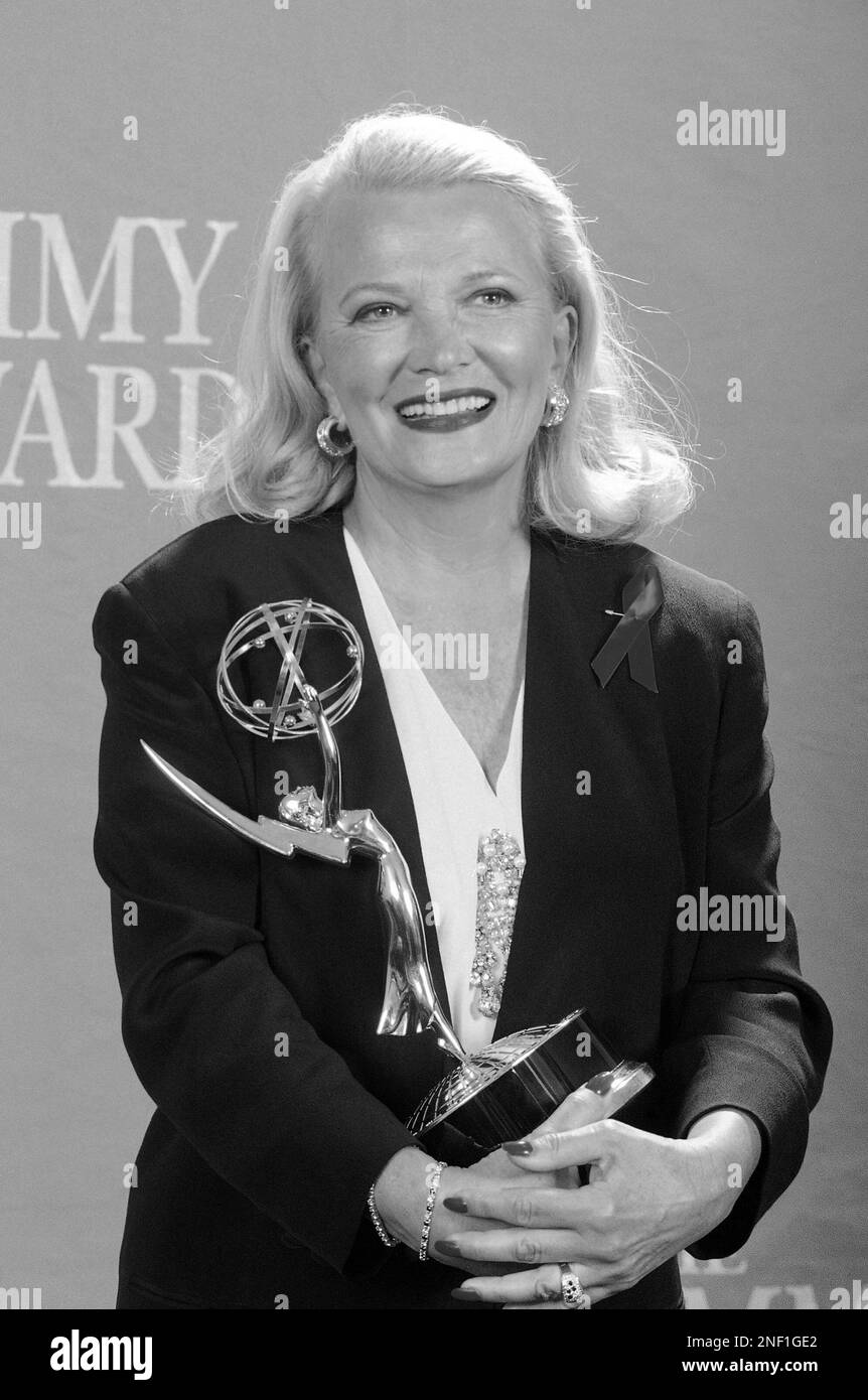Actress Gena Rowlands holds the Emmy she won for her work in "Face of a ...