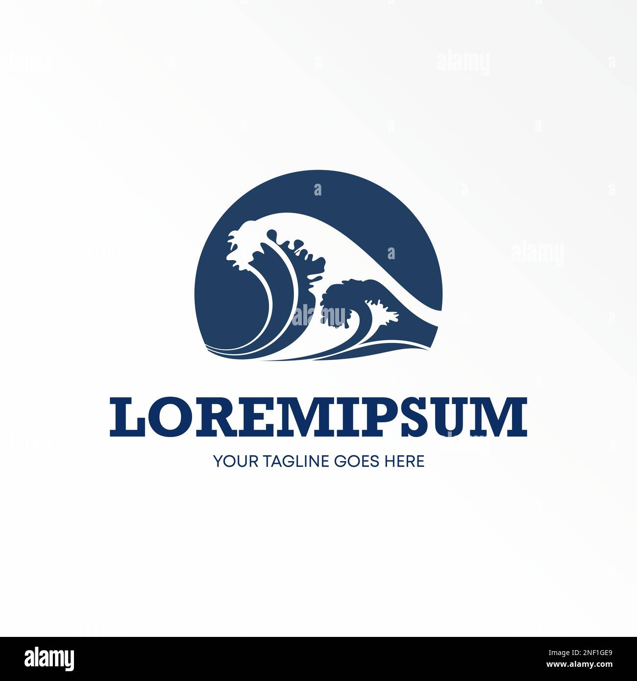 simple wave beach in block circle with mont or shell image graphic icon logo design abstract ...