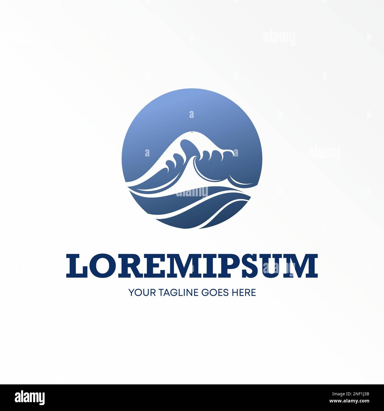 simple wave beach in block circle with mont or shell image graphic icon logo design abstract ...