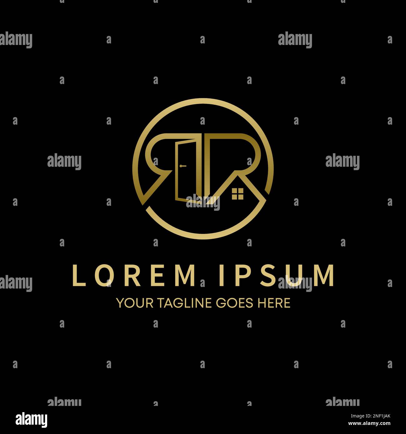 Roof house and letter RR or double R with window image graphic icon ...