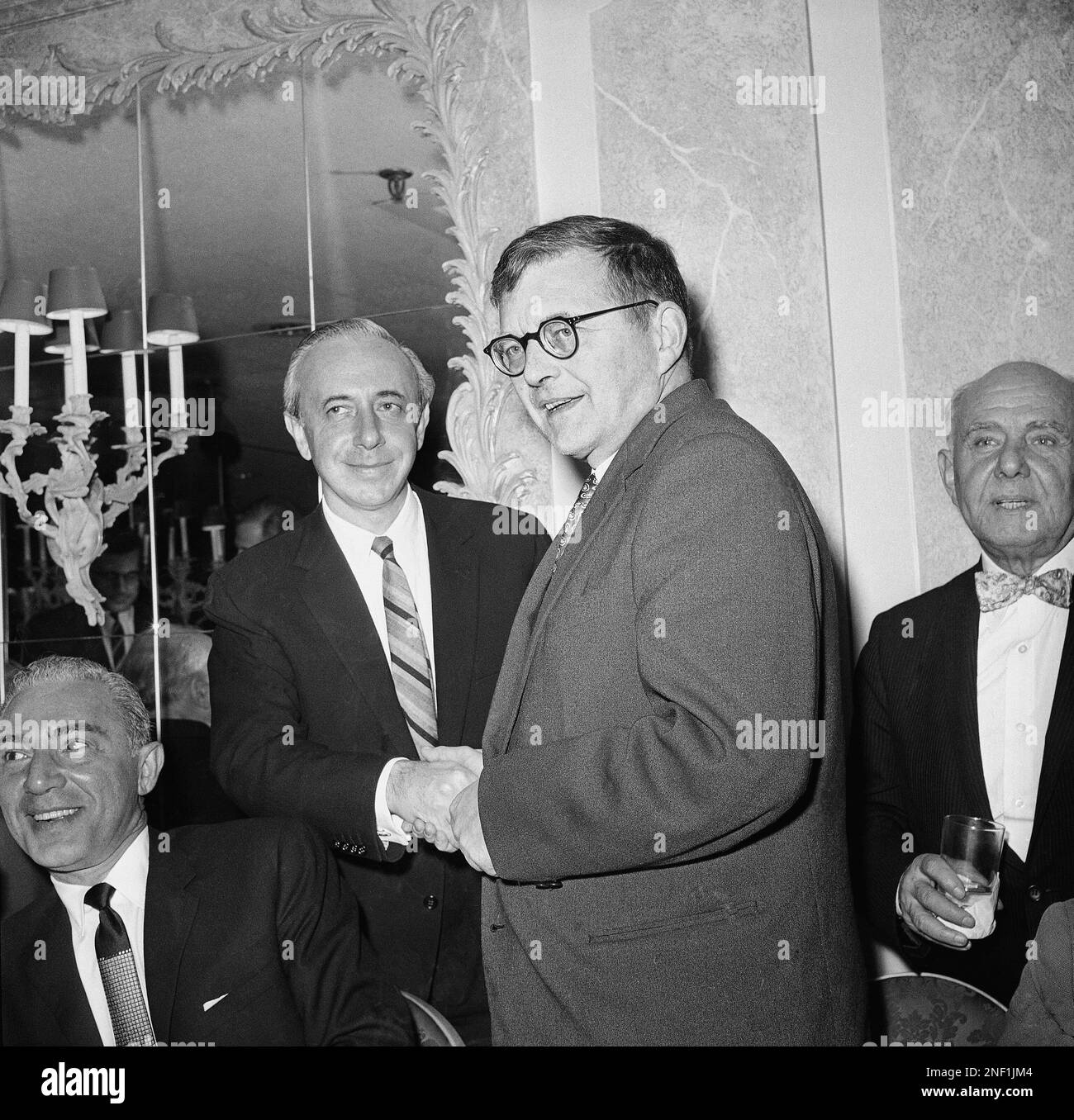 Russian composer Dmitri Shostakovich, right, greets an American ...