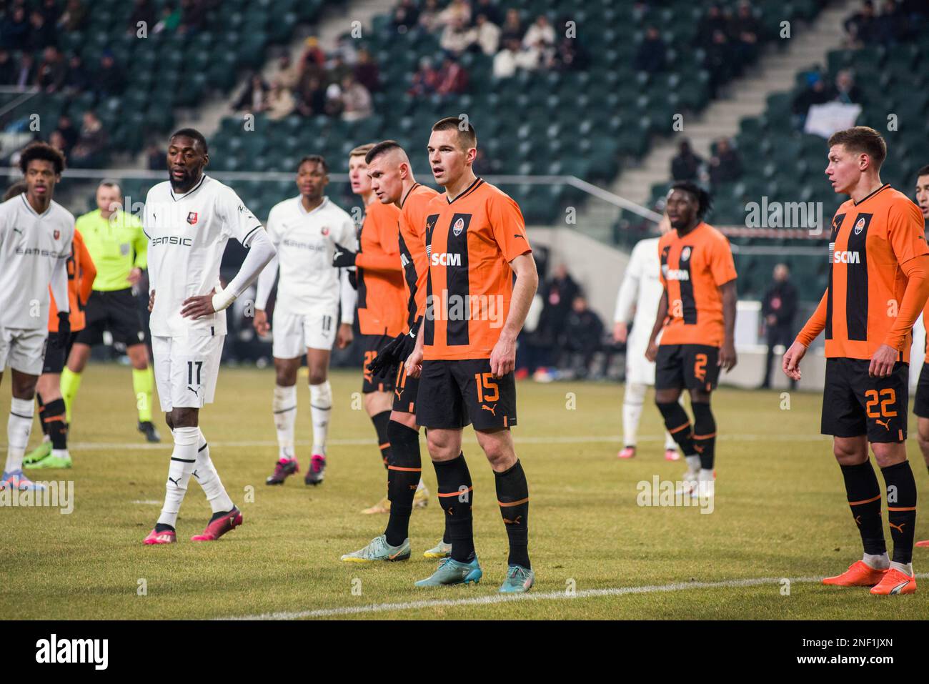 Bogdan Mykhaylichenko (C) of Shakhtar in action during the UEFA Europa ...