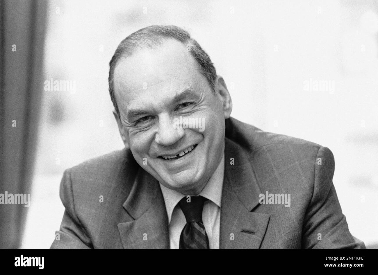 NBC’s Edwin Newman enjoys a light moment during an interview at his New ...