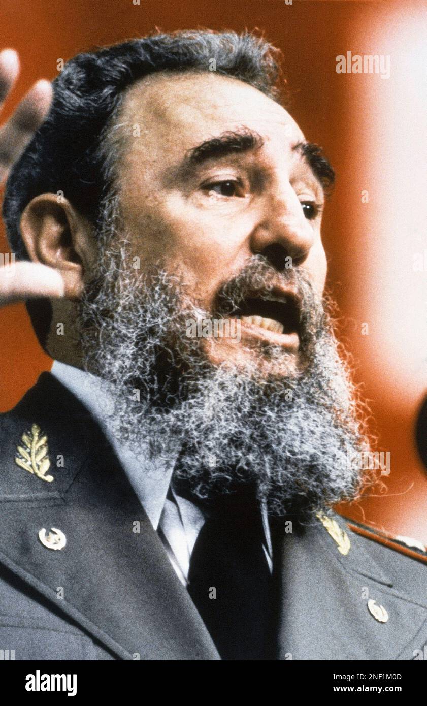 Cuba President Fidel Castro presiding the 25th anniversary ceremony of ...