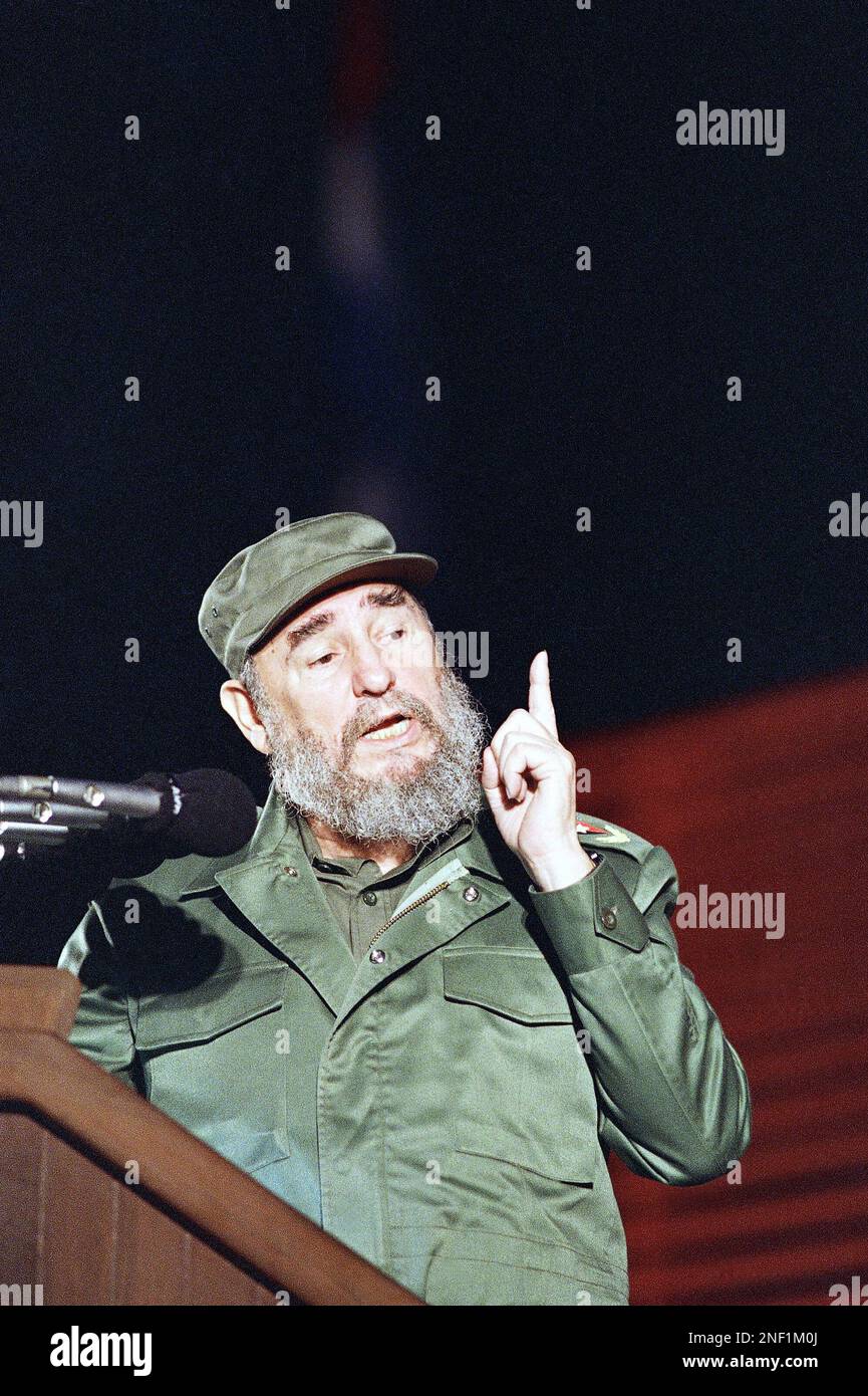 Cuban leader Fidel Castro, speaking at the 30th anniversary of the ...