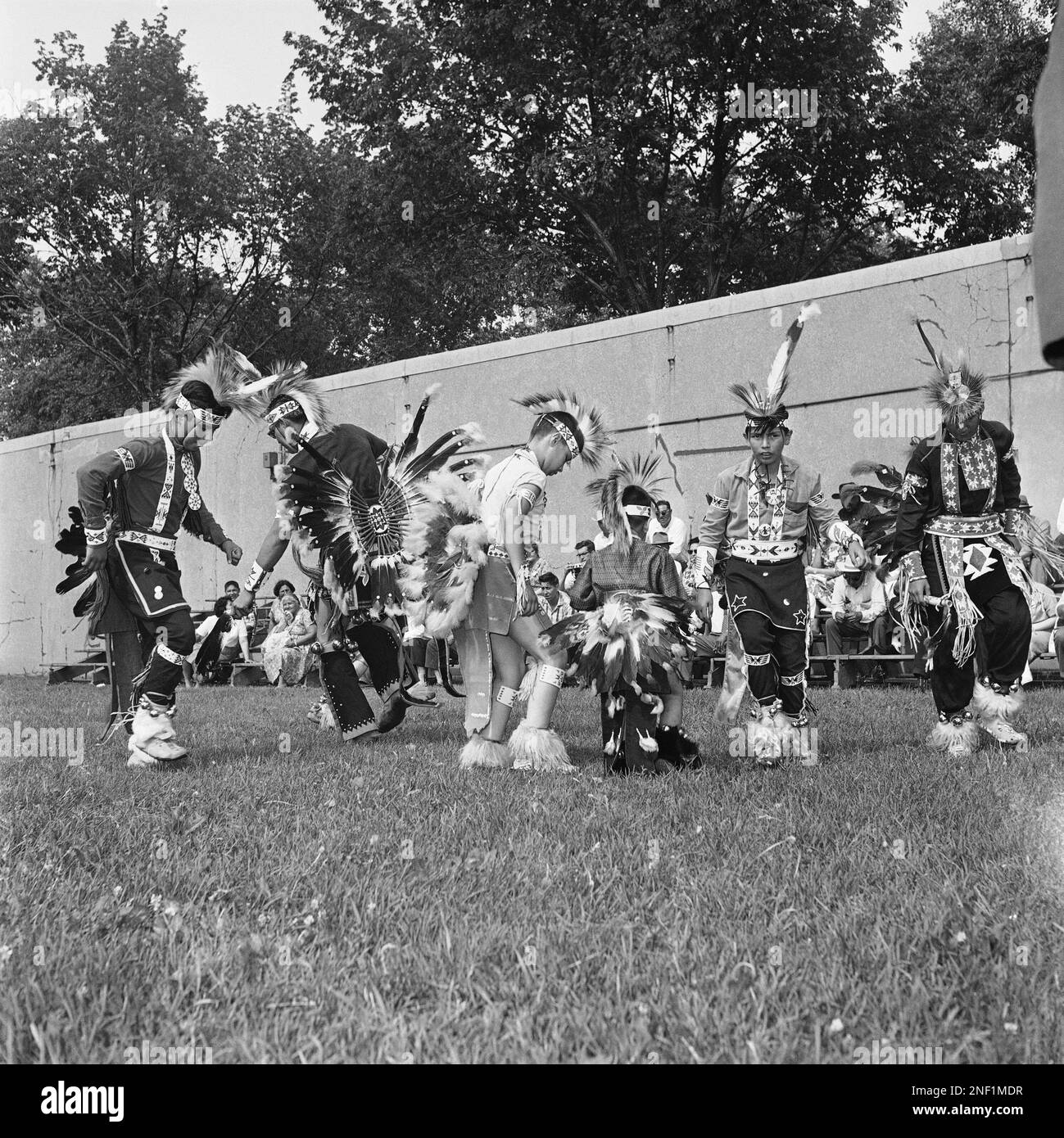 Young braves of various American Indian tribes do a dance of friendship ...