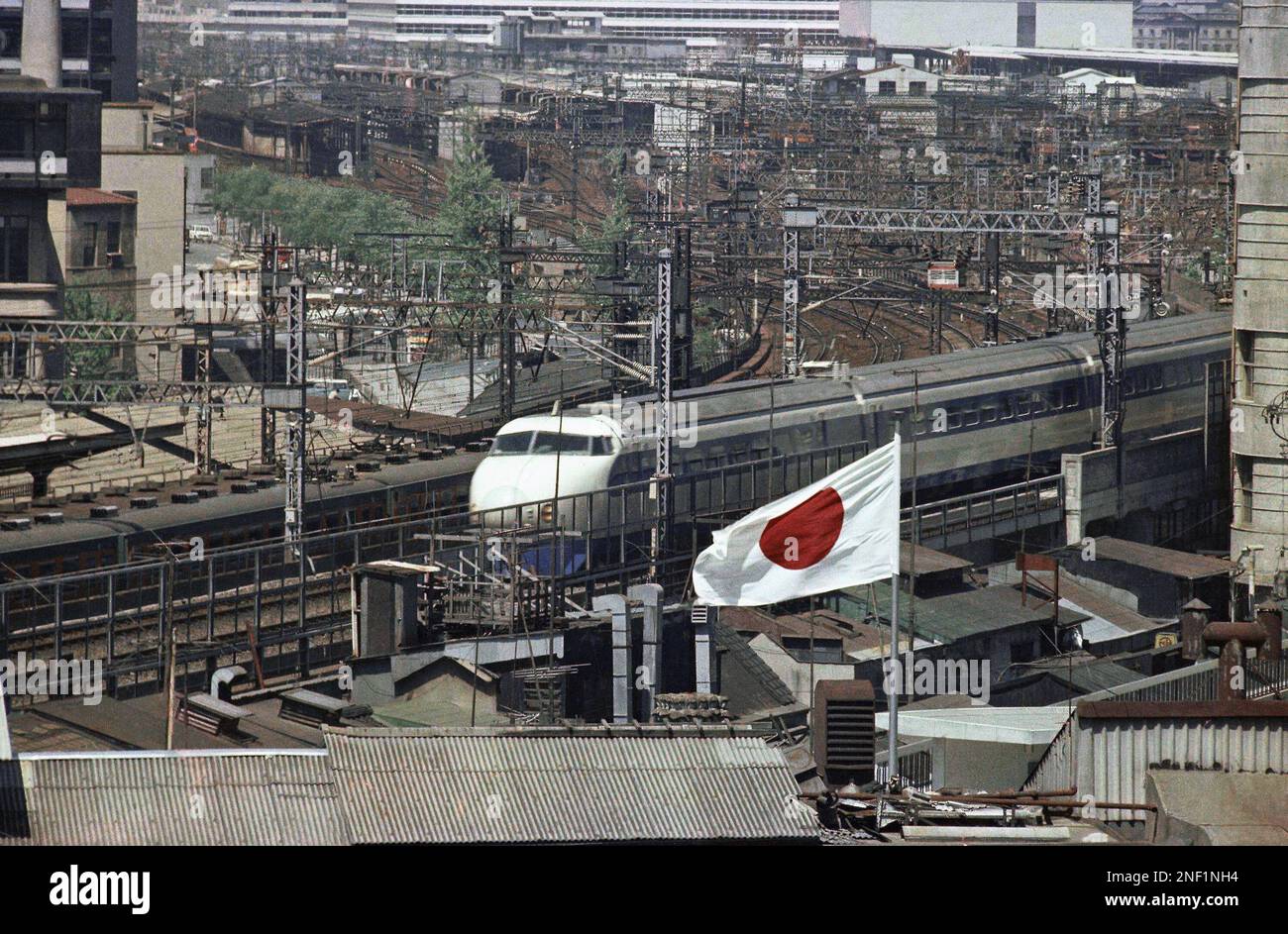 Shown in photo is a view of railroad high speed train in Japan, Tokyo ...
