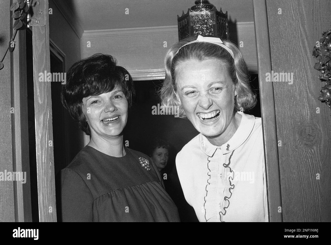 Mrs. Marilyn Lovell, left, and Mrs. Susan Borman, wives of astronauts ...