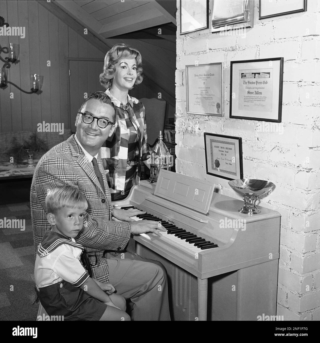 Multi-talented Steve Allen in a family scene with his wife actress ...