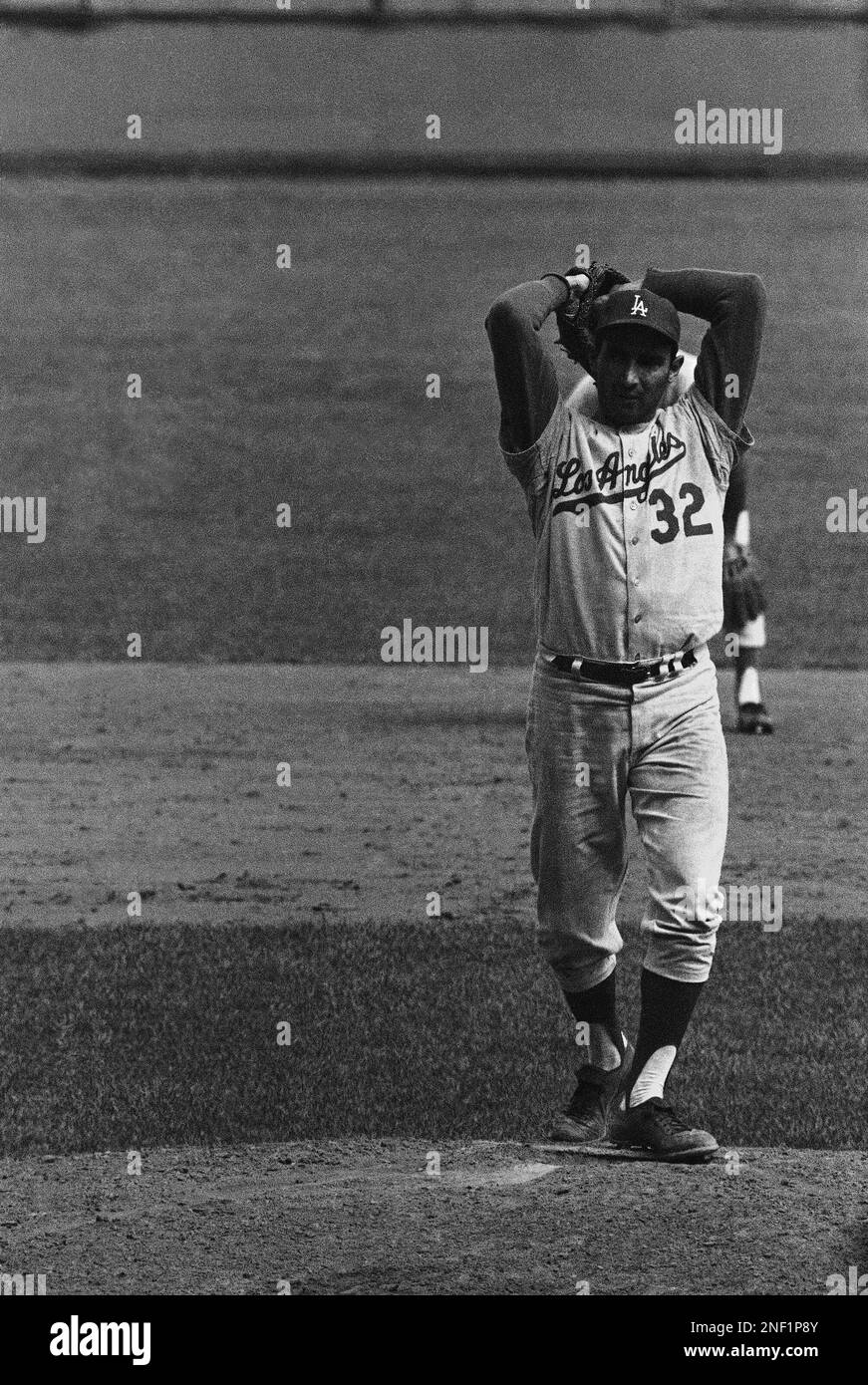 Sandy Koufax, pitcher for the Los Angeles Dodgers, is shown in action ...
