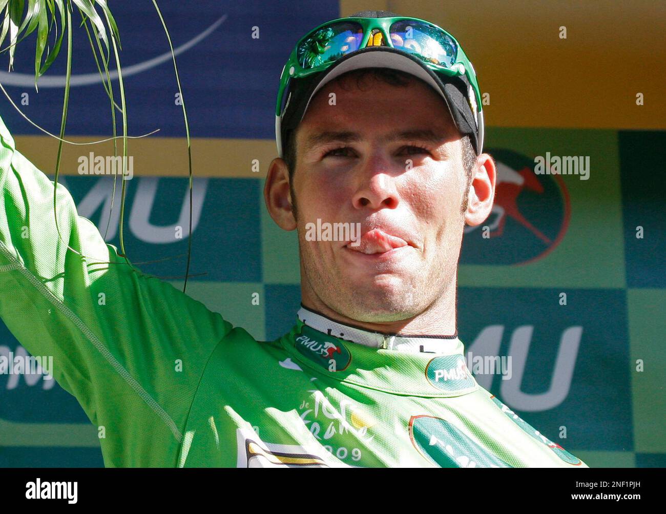 Mark Cavendish of Britain, wearing the best sprinter's green jersey ...