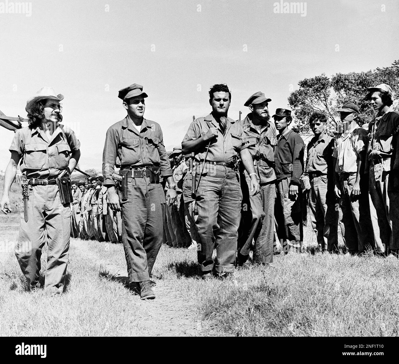 Officers inspect troop formation Jan. 11, 1959, Santiago de Cuba, Cuba ...