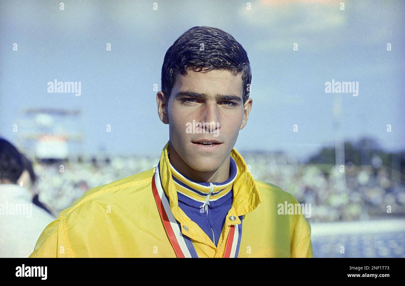 Shown in photo are head and shoulder shots of Mark Spitz, U.S. swimmer ...