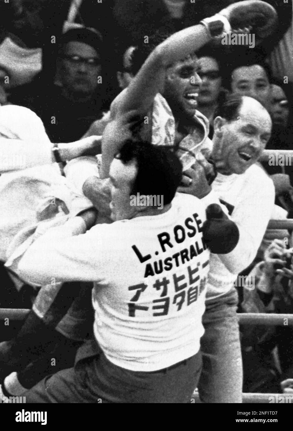 New World Bantamweight champion Lionel Rose of Australia leaps into the ...