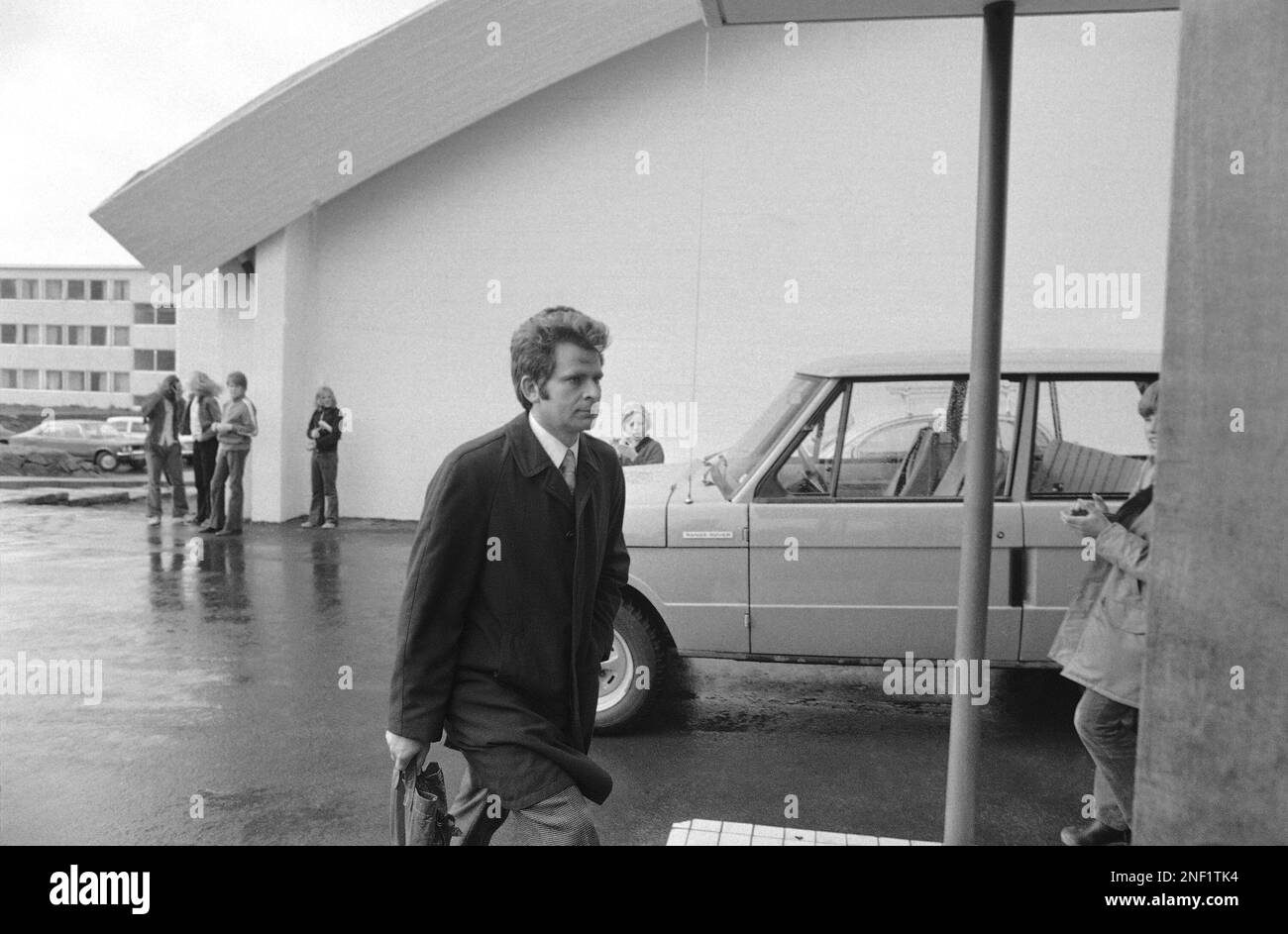 Soviet chess player Boris Spassky walk toward Laugardal Stadium in ...