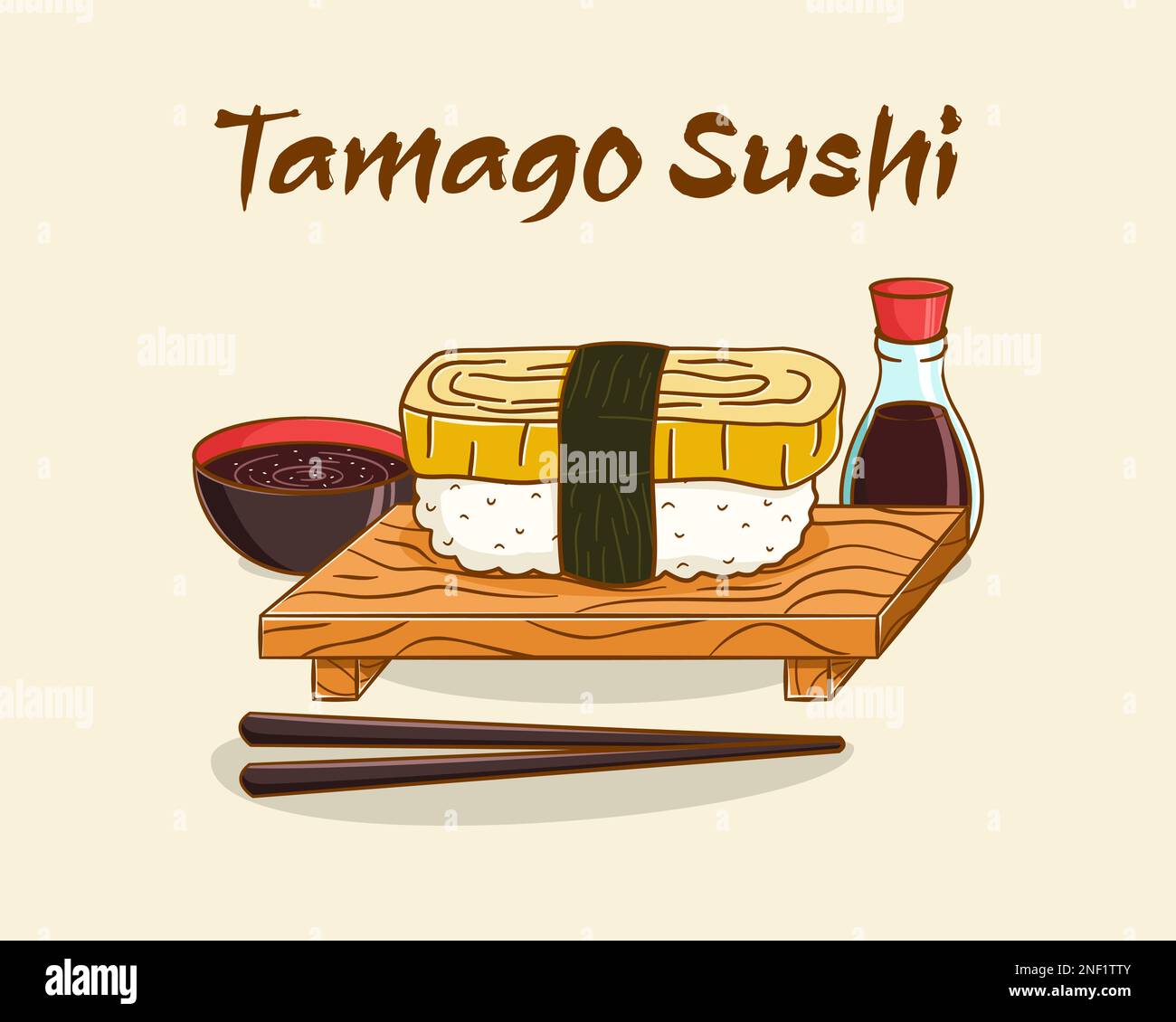 Tamago sushi cartoon illustration Stock Vector Image & Art - Alamy