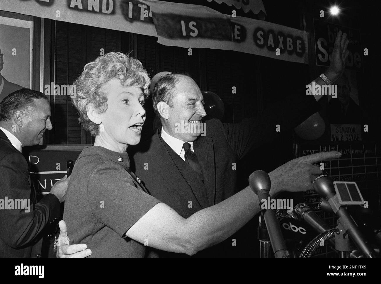 William Saxbe with wife Ardath, after winning marginal victory over ...