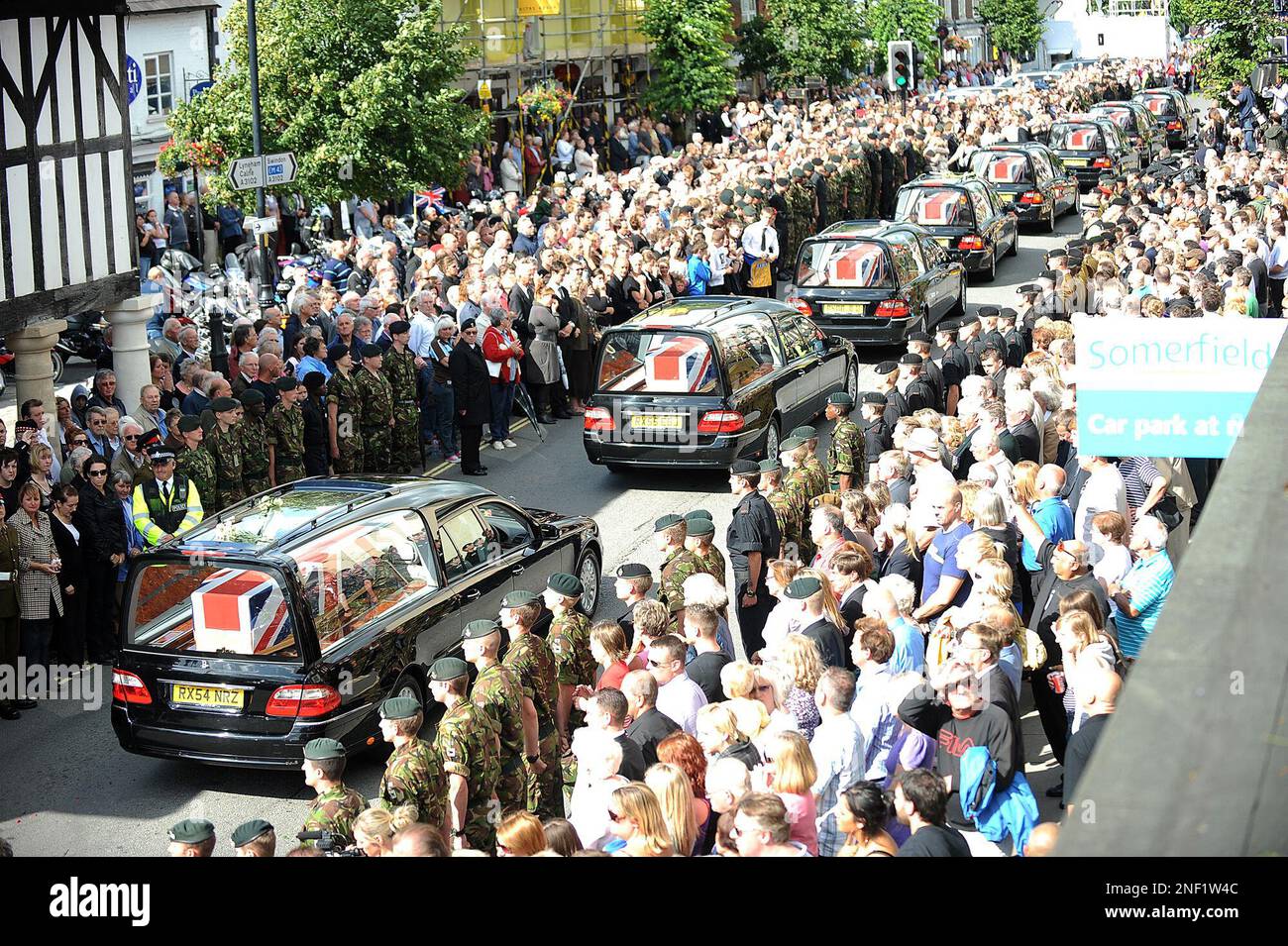 The cortege of hearses carrying the bodies of eight British soldiers ...