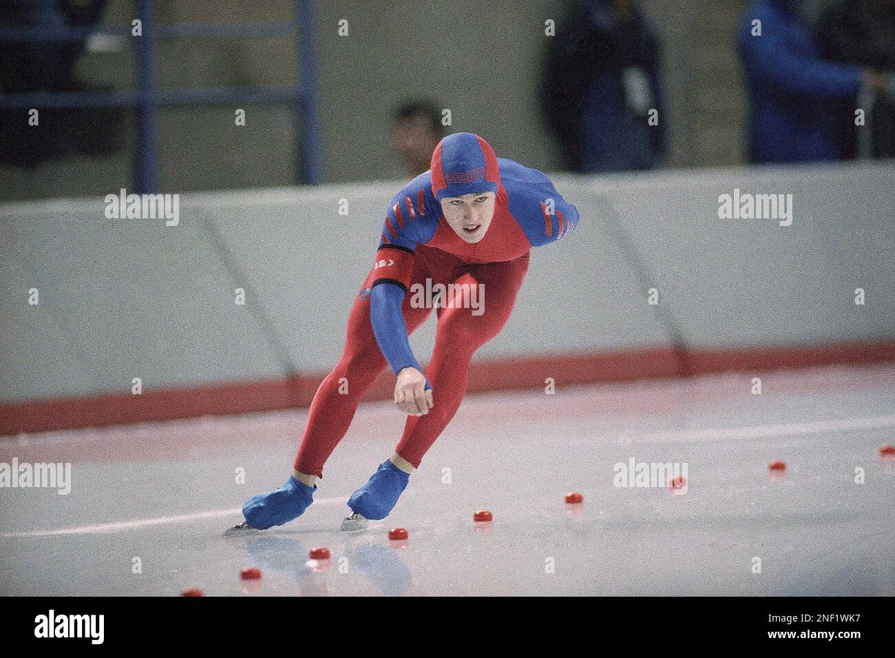 U.S. speed skater Eric Flaim of Pembroke, Mass., skates to a silver ...