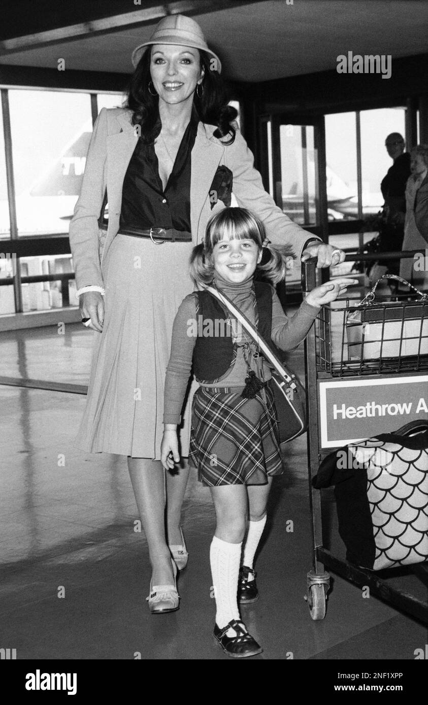 Actress Joan Collins and her daughter, Katy, five, are shown at ...