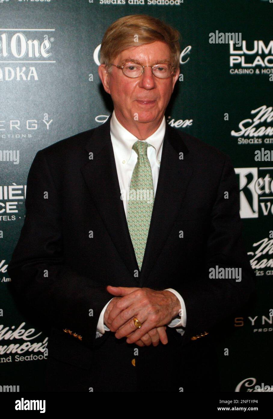 Broadcaster George Will arrives at St. Louis Cardinal broadcaster Mike ...