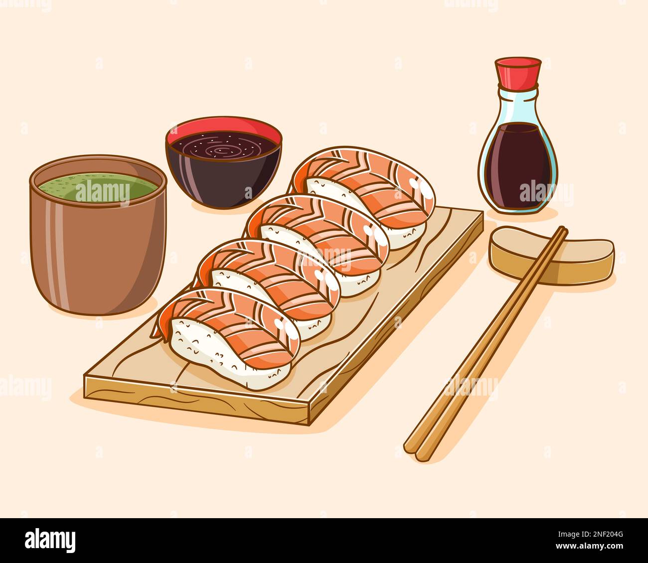 Hand drawn sushi cartoon illustration Stock Vector Image & Art - Alamy