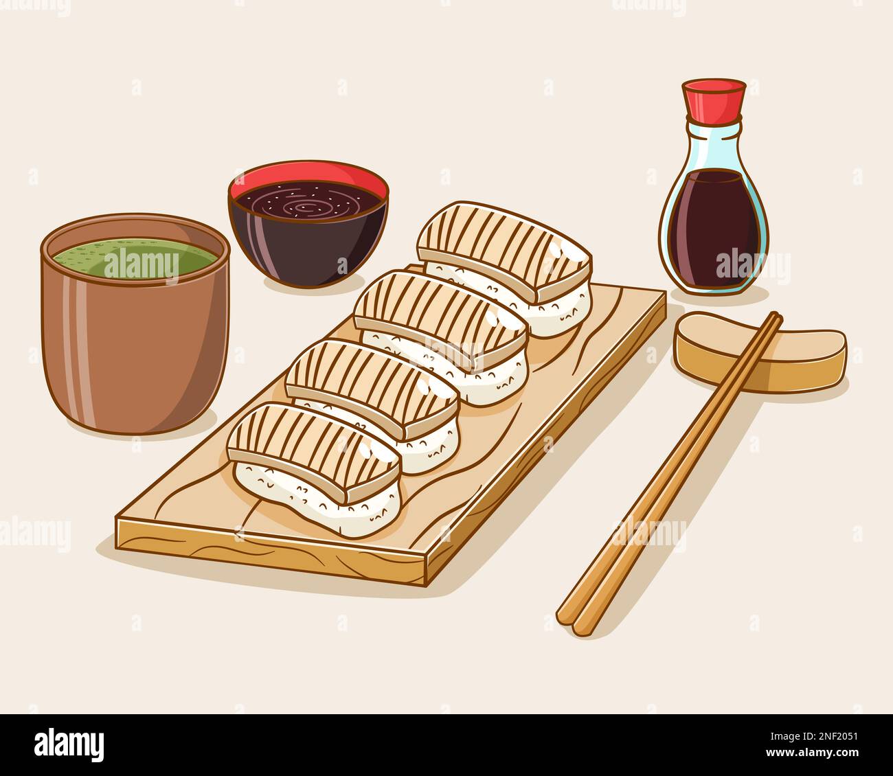 Hand drawn sushi cartoon illustration Stock Vector Image & Art - Alamy