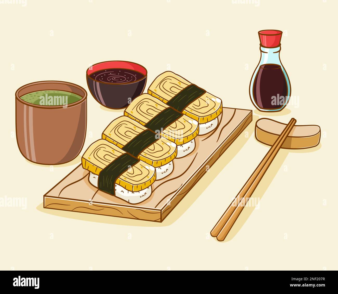 Hand drawn sushi cartoon illustration Stock Vector Image & Art - Alamy