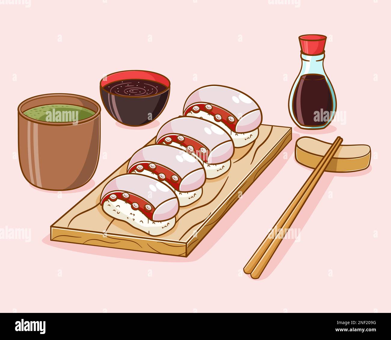 Hand drawn sushi cartoon illustration Stock Vector Image & Art - Alamy